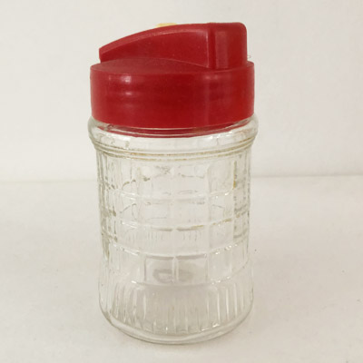 Strooipot – Glas met Schuifdeksel Rood/Wit – thatvintageshop